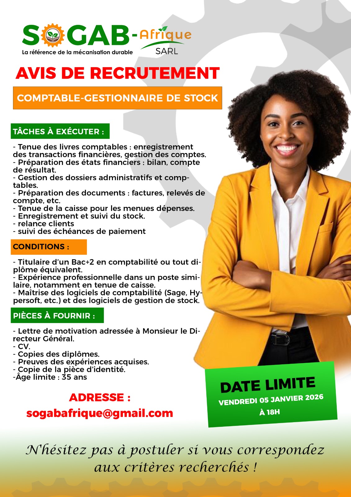SoGAB Afrique SARL recrute un Comptable-Gestionnaire de stock – Orifice ...